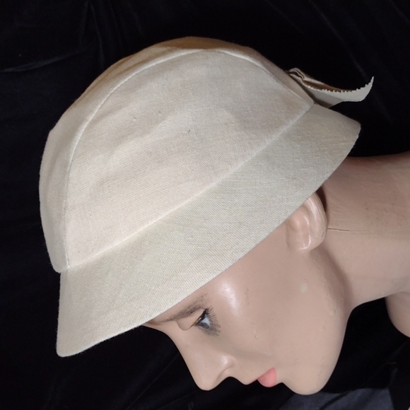 Accessories | Vintage Stiff Linen Hat With Grosgrain Ribbon | Poshmark